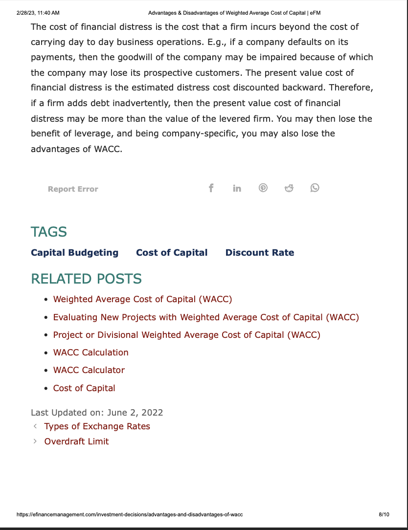 Solved Please discuss why WACC is important, and why | Chegg.com