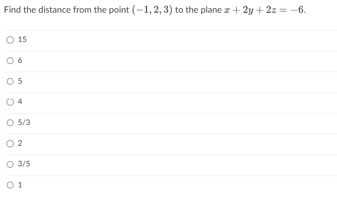 Solved Find the distance from the point (−1,2,3) to the | Chegg.com