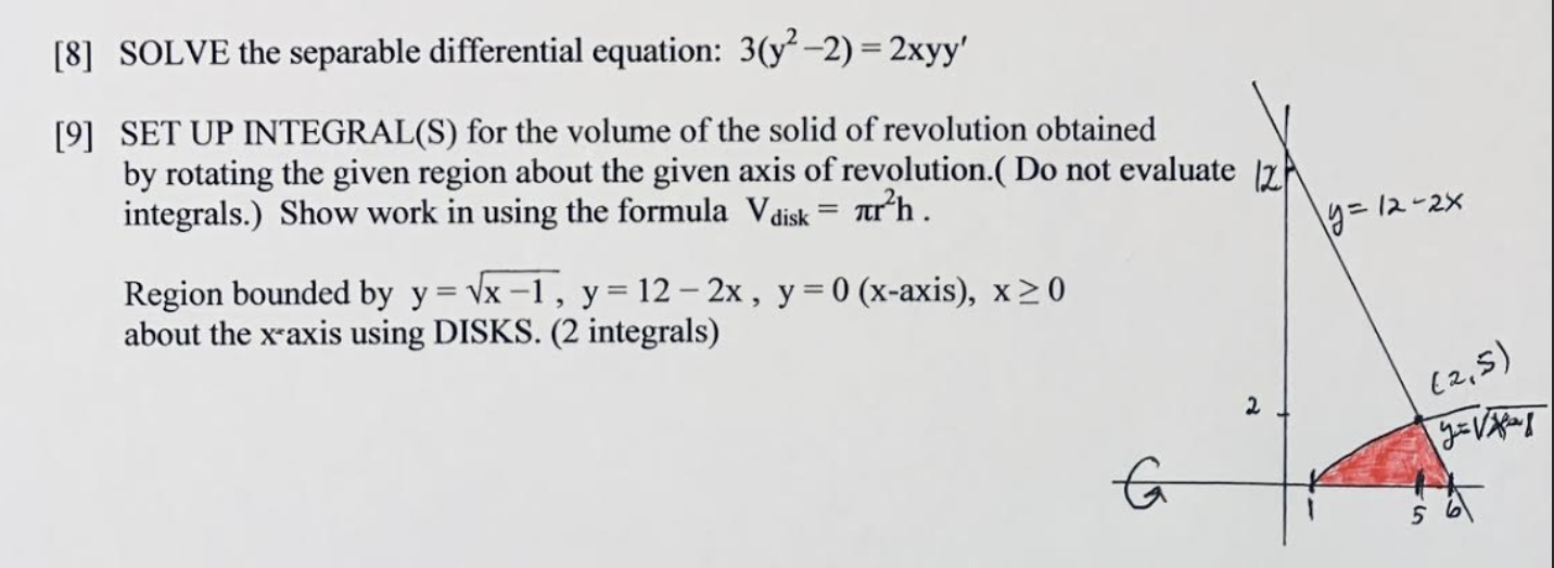Solved [8] SOLVE the separable differential equation: 3(y2 | Chegg.com