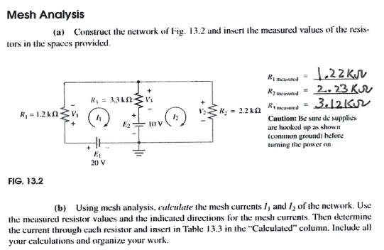 Solved Mesh Analysis (a) Construct the network of Fig. 1,3,2 | Chegg.com