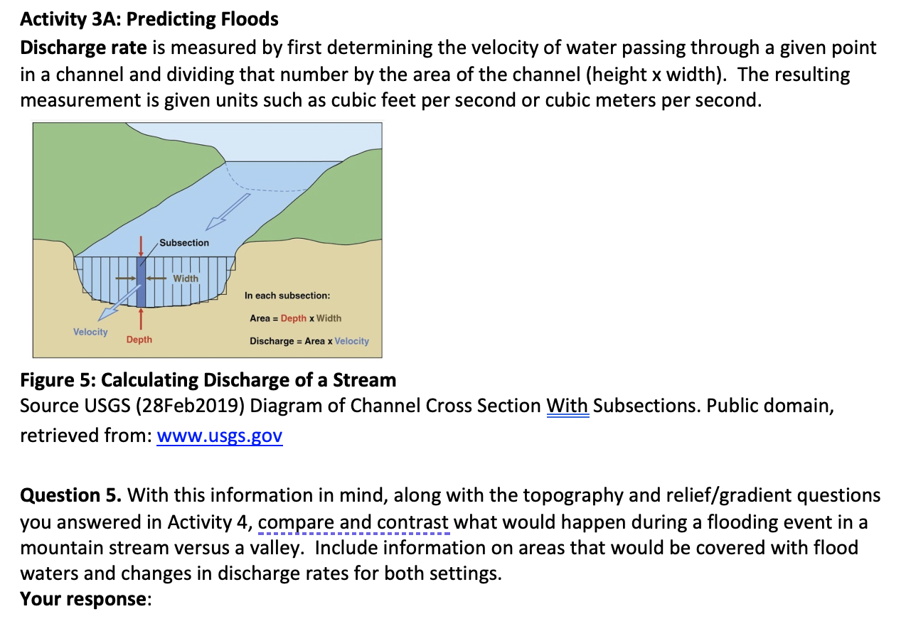 Solved Activity 3A: Predicting Floods Discharge rate is | Chegg.com