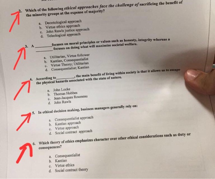 Solved 2. Which of the following ethical approaches face the | Chegg.com