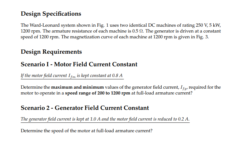 Solved Speed Control of a DC Motor Using Ward-Leonard System | Chegg.com