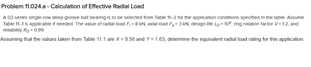 Solved Problem 11.024.a-Calculation of Effective Radial Load | Chegg.com