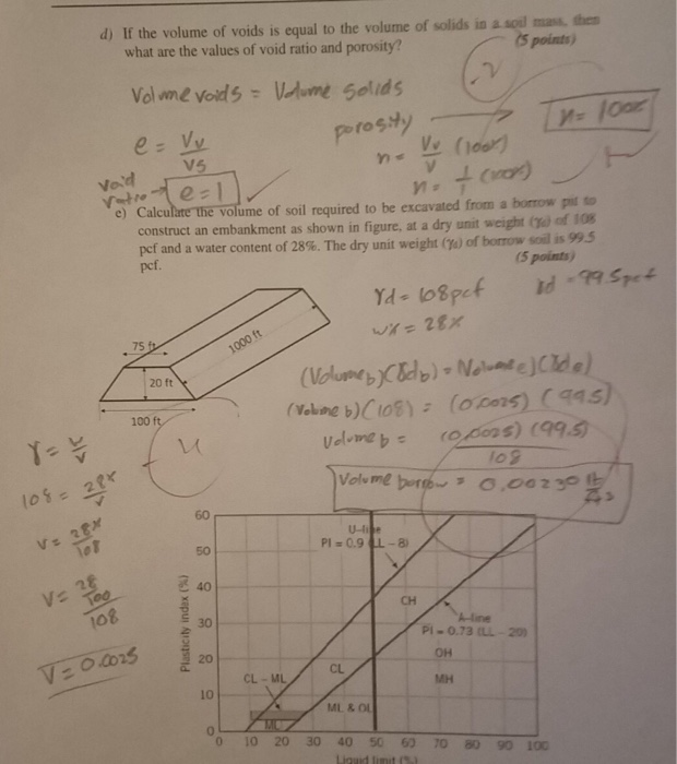 Solved d) If the volume of voids is equal to the volume of | Chegg.com