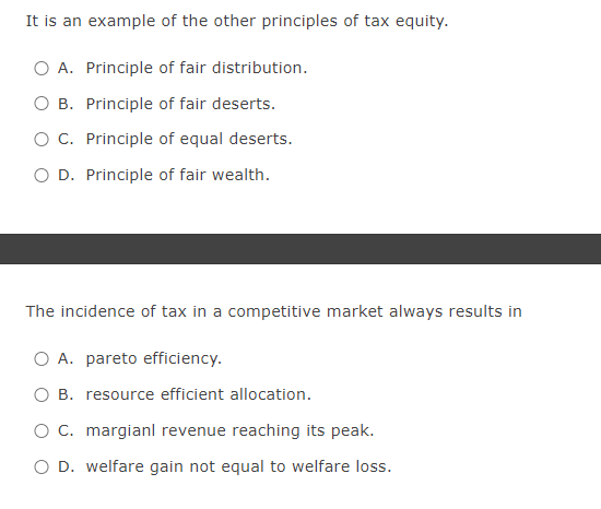 Solved It is an example of the other principles of tax | Chegg.com