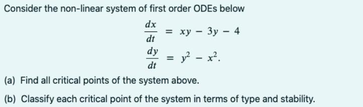 Solved Consider the non-linear system of first order ODEs | Chegg.com