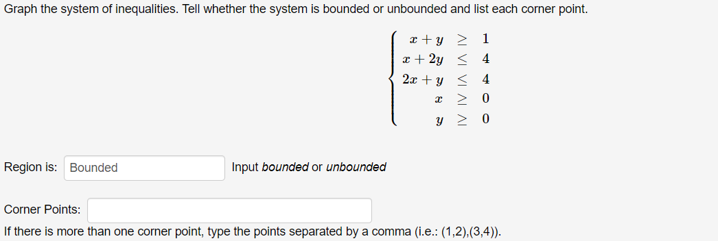 Solved Graph the system of inequalities. Tell whether the | Chegg.com