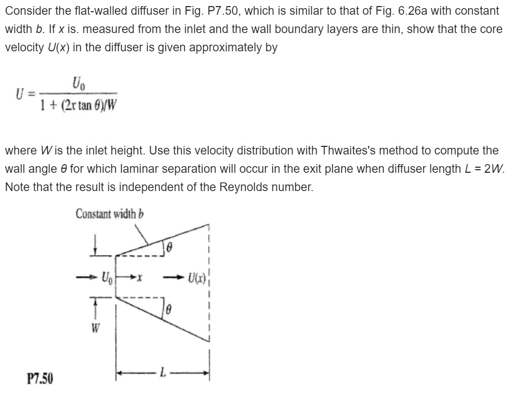 Consider the flat-walled diffuser in Fig. P7.50, | Chegg.com