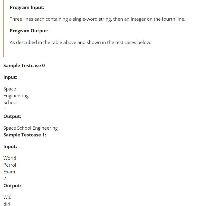 Solved Write A Program That Takes Three Single Word Strings 8402