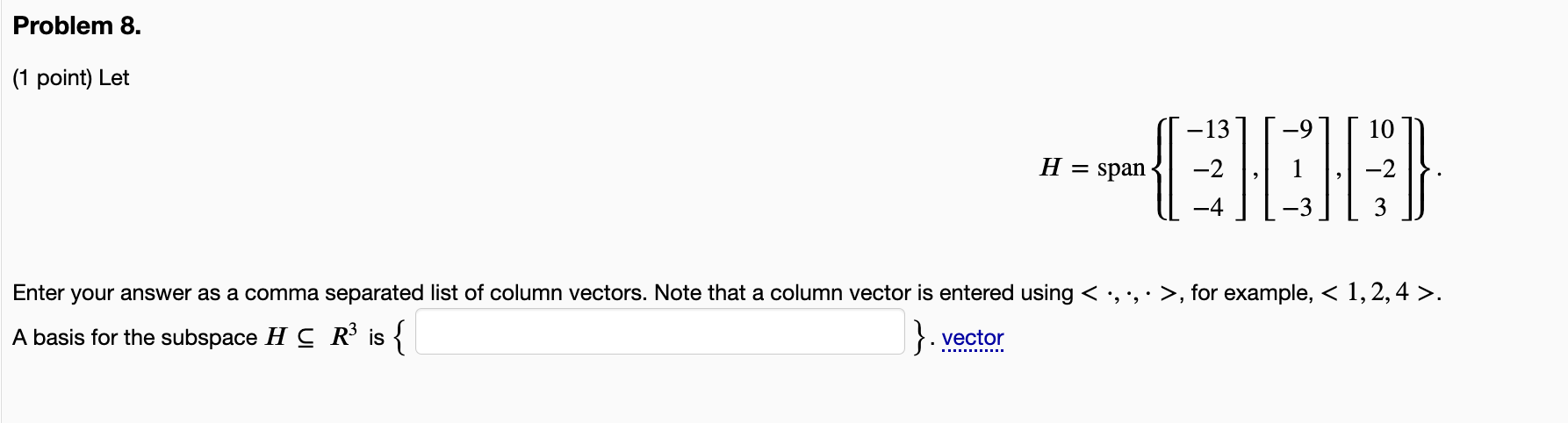 Solved Problem 8.(1 ﻿point) | Chegg.com