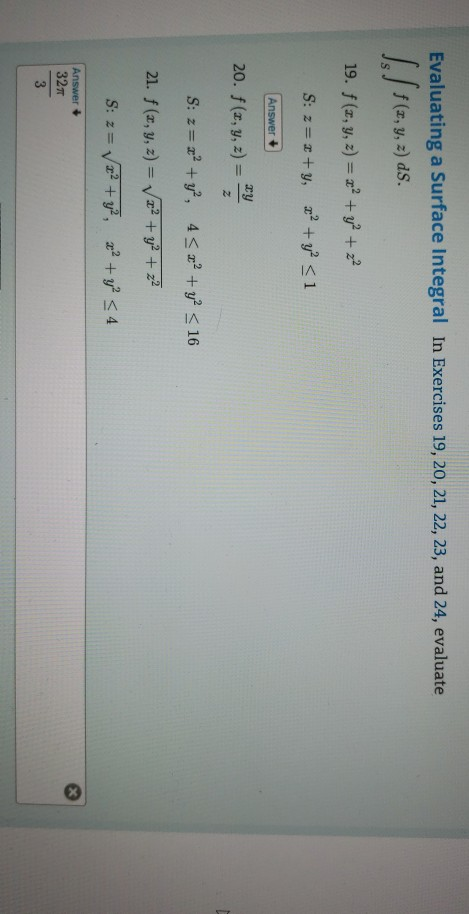 Solved Evaluating a Surface Integral In Exercises 19, 20, | Chegg.com
