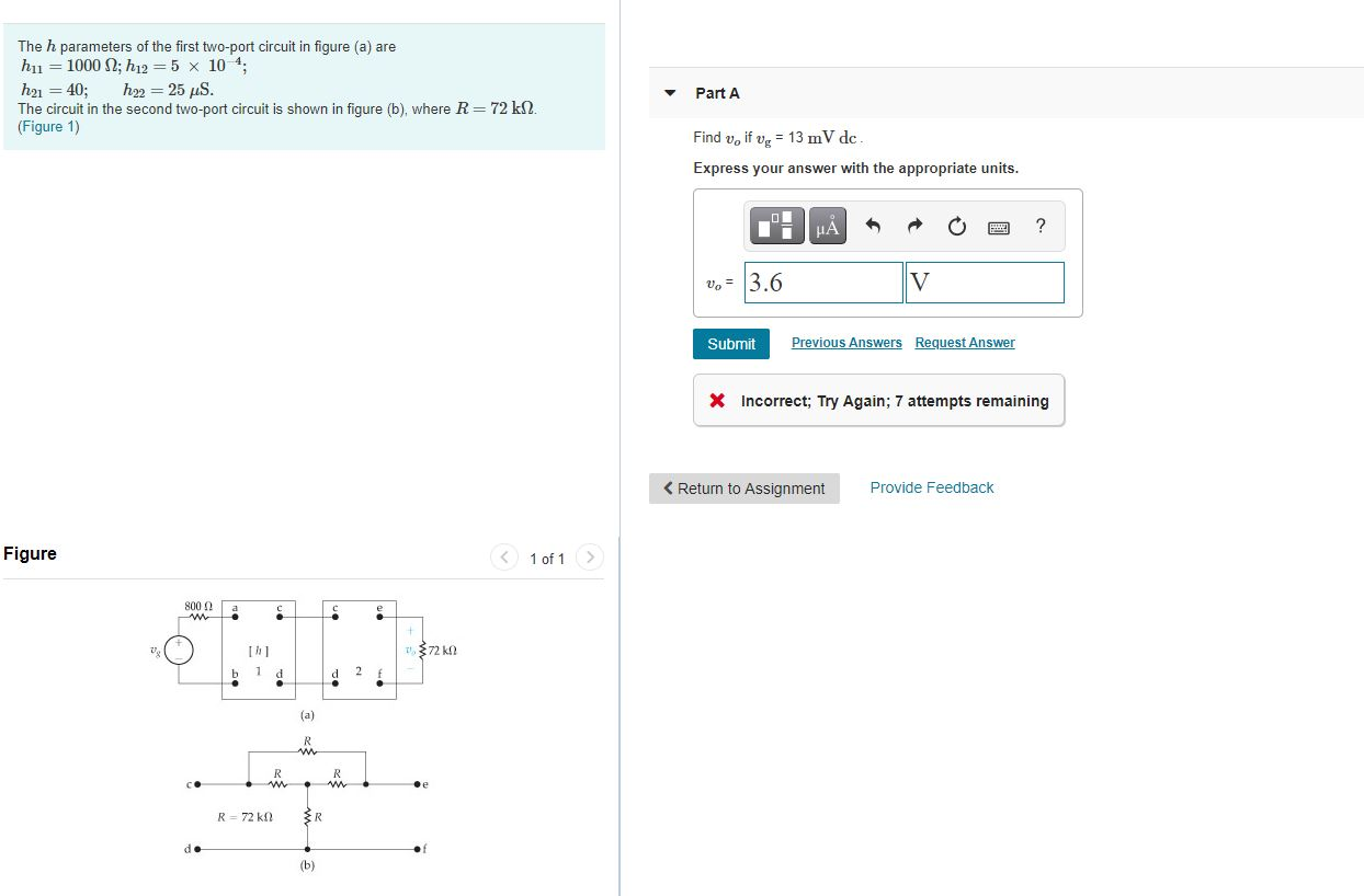 Solved The h parameters of the first two-port circuit in | Chegg.com