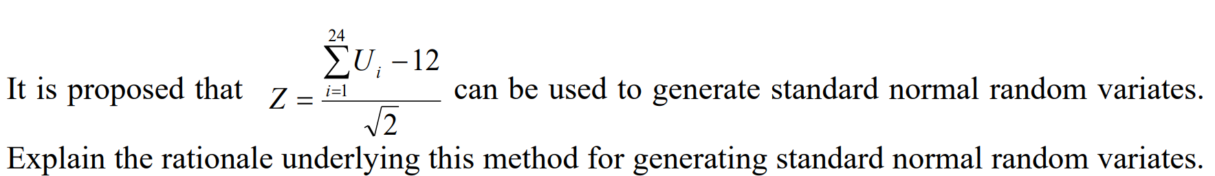 Solved It Is Proposed That Z 2∑i 124ui−12 Can Be Used To