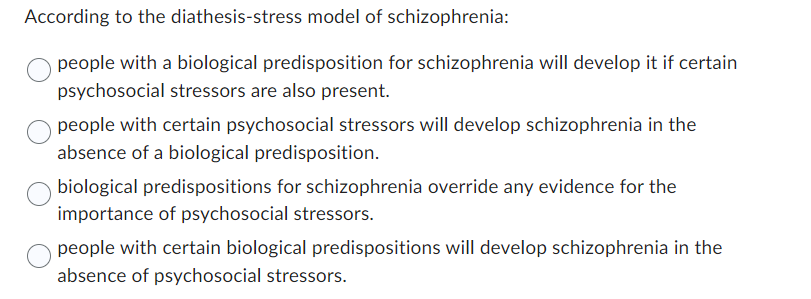 Solved According to the diathesis-stress model of | Chegg.com
