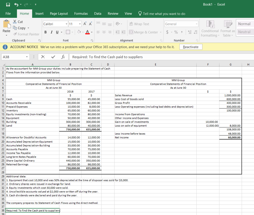 Solved Book1 - Excel Home Insert Page Layout Formulas Data | Chegg.com
