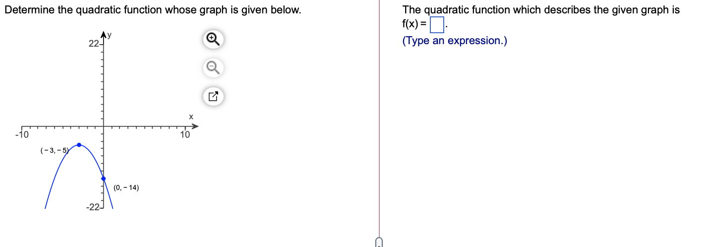 Solved Determine the quadratic function whose graph is given | Chegg.com