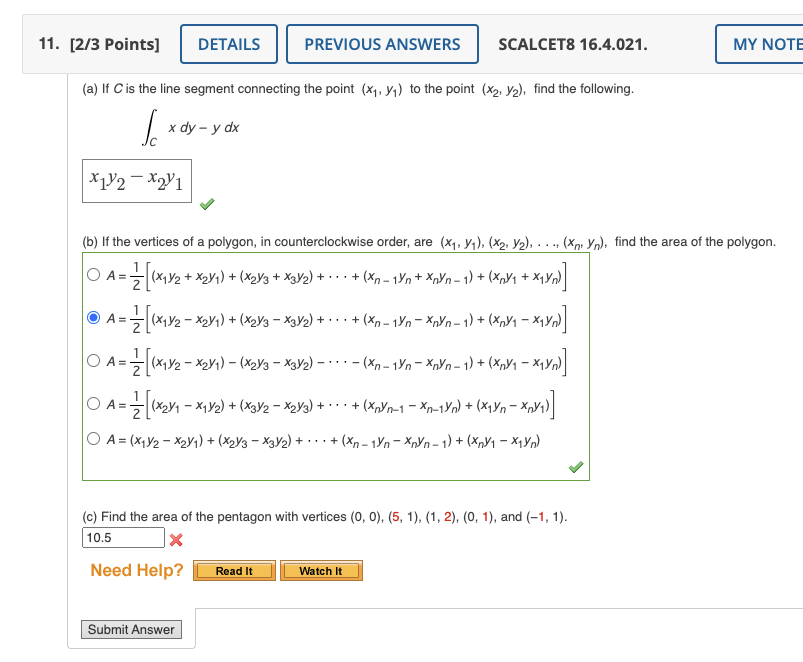 Solved 11. [2/3 Points] DETAILS PREVIOUS ANSWERS SCALCET8 | Chegg.com