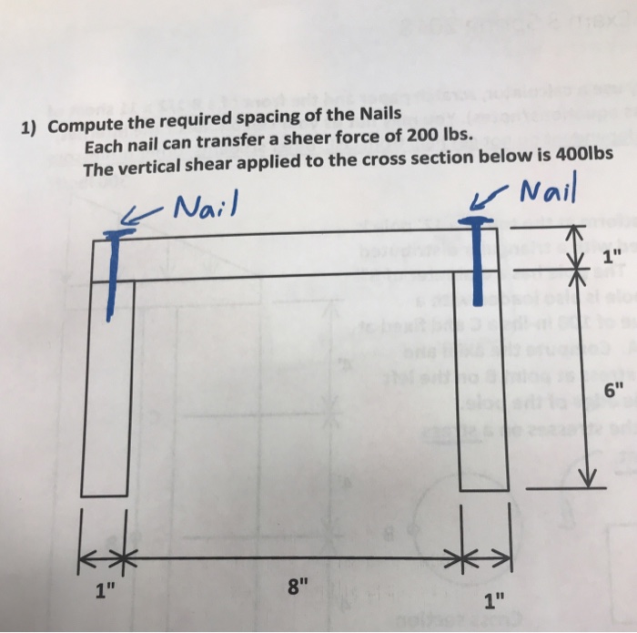 Solved 1) Compute the required spacing of the Nails Each | Chegg.com