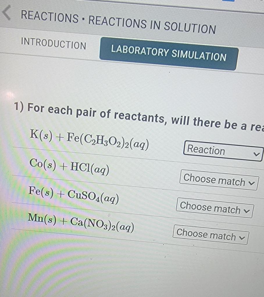 Solved REACTIONS. REACTIONS IN SOLUTION INTRODUCTION | Chegg.com