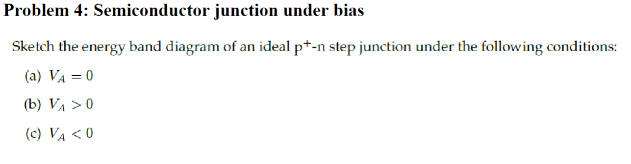 Solved Problem 4: Semiconductor junction under bias Sketch | Chegg.com