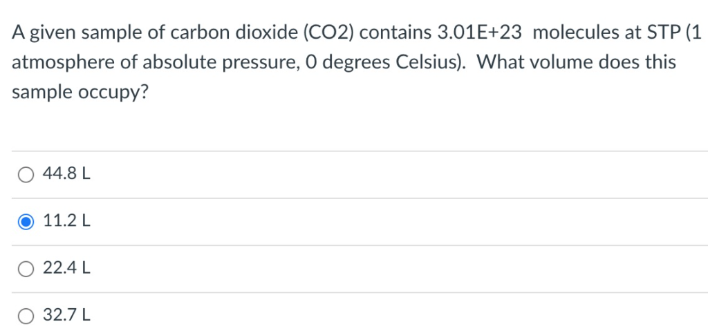 Solved A given sample of carbon dioxide (CO2) contains | Chegg.com