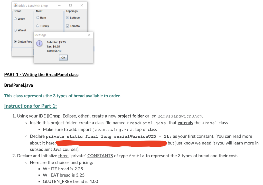 Solved Chapter 10-11 Programming Project Graphical User | Chegg.com