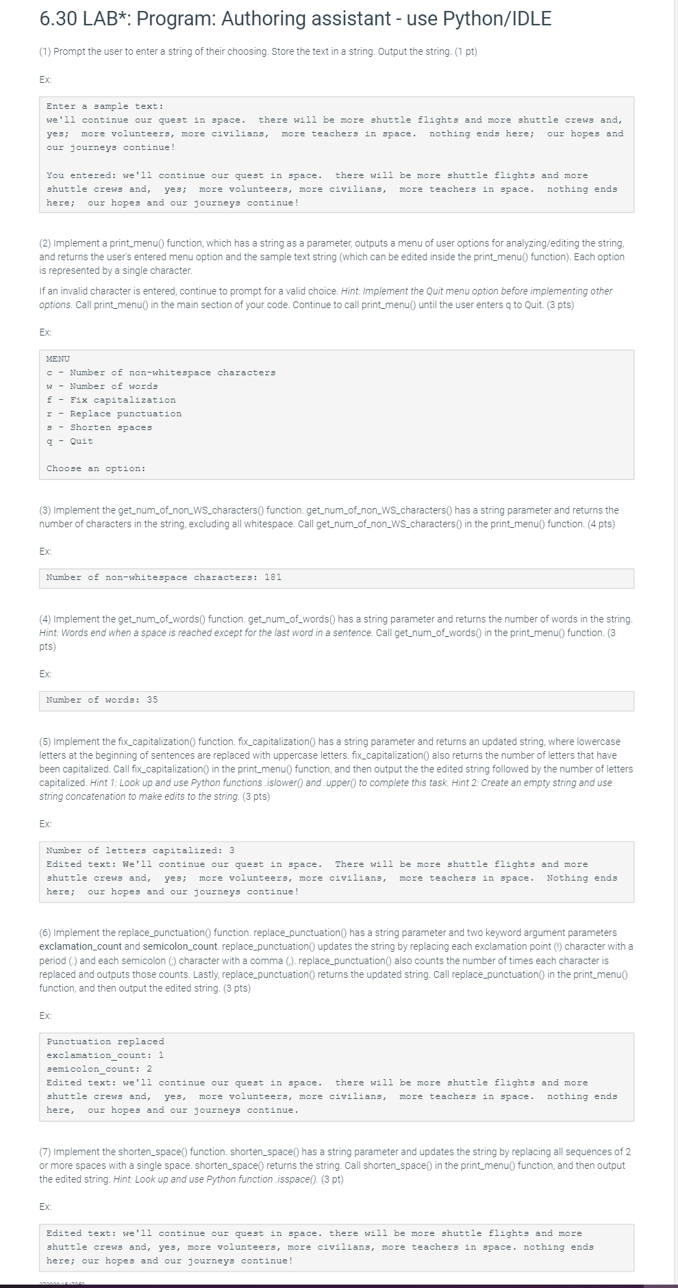 6.30 LAB*: Program: Authoring assistant - use | Chegg.com
