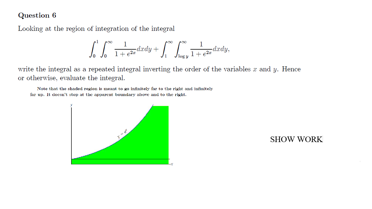 Solved Question 6 Looking at the region of integration of | Chegg.com