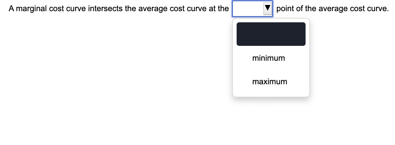 Solved A marginal cost curve intersects the average cost | Chegg.com
