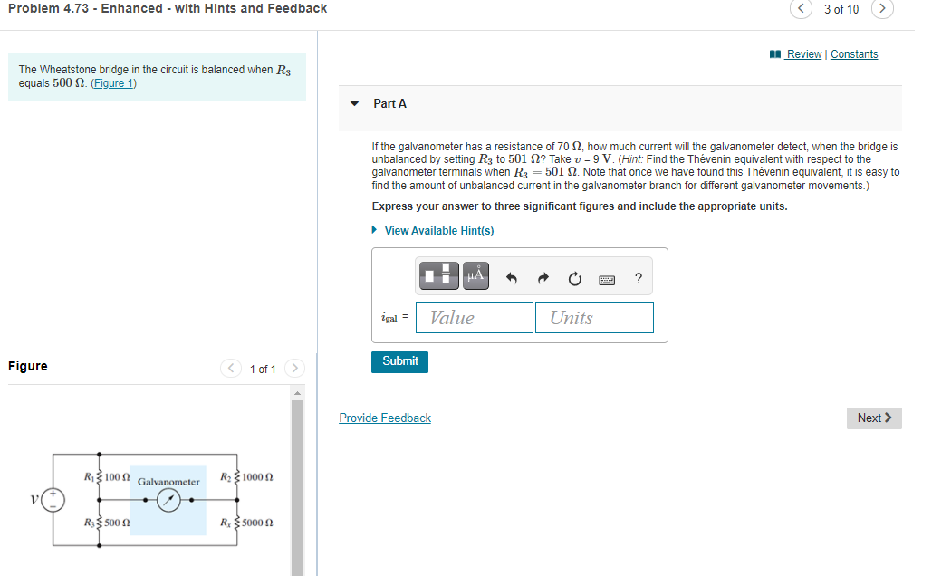 Solved Problem 4.73 - Enhanced - with Hints and Feedback