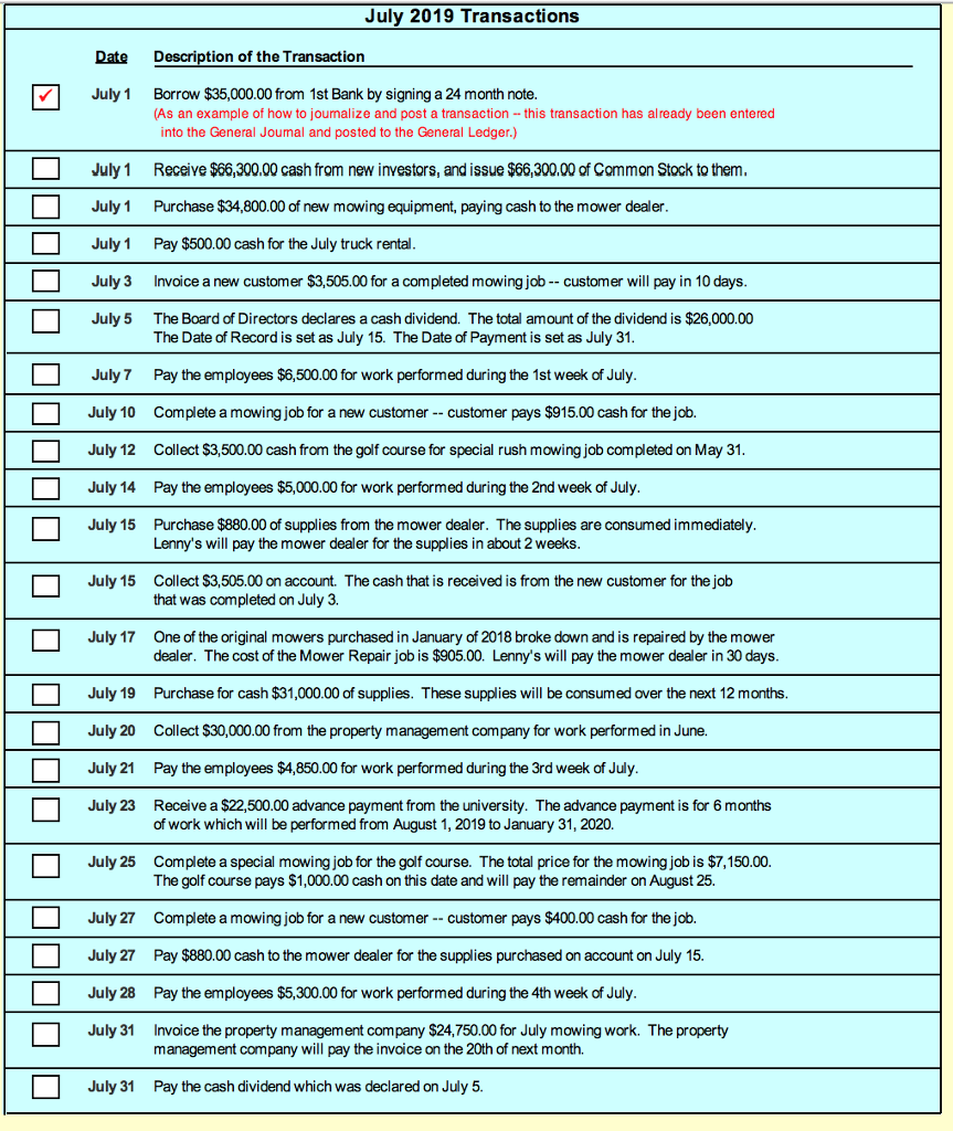 General Journal Example