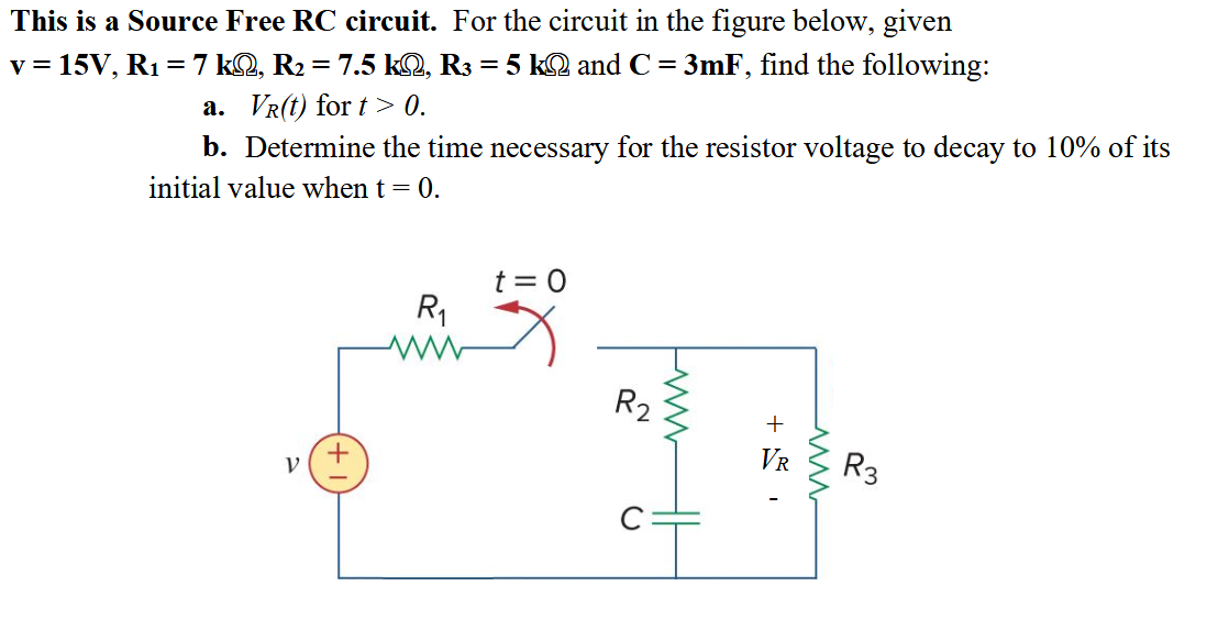 Solved This is a Source Free RC circuit. For the circuit in | Chegg.com