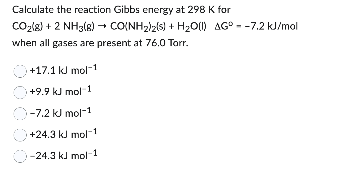 Solved Calculate the reaction Gibbs energy at 298K | Chegg.com