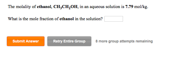 Solved The molality of ethanol, CH3CH2OH, in an aqueous | Chegg.com