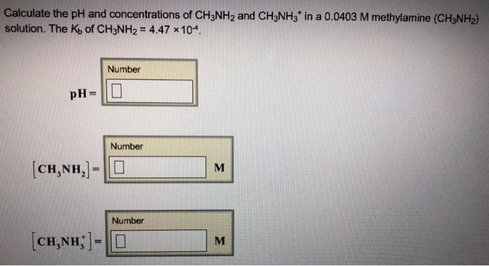 Solved Calculate the pH and concentrations of CH3NH2 and | Chegg.com