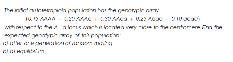Solved The initial autotetraploid population has the | Chegg.com