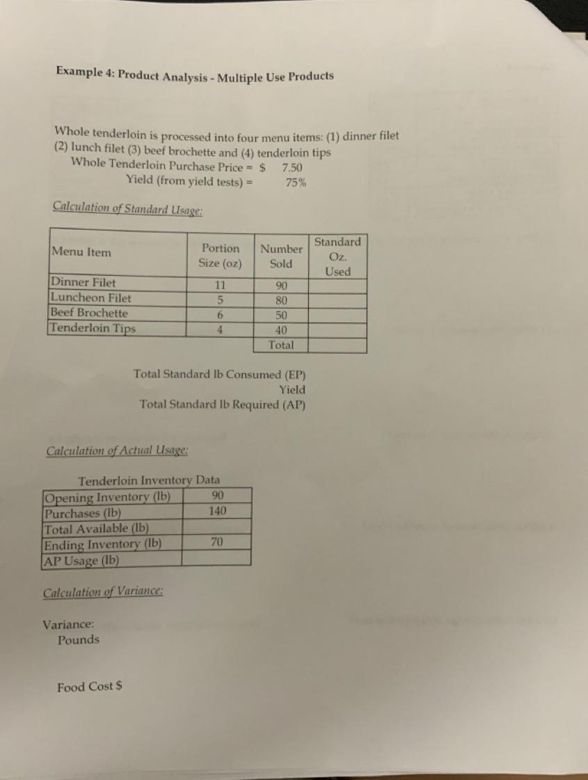 Solved Example 4: Product Analysis - Multiple Use Products | Chegg.com