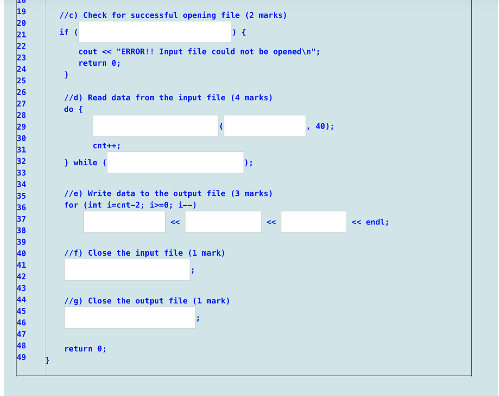 Solved Given an incomplete program below, complete the | Chegg.com