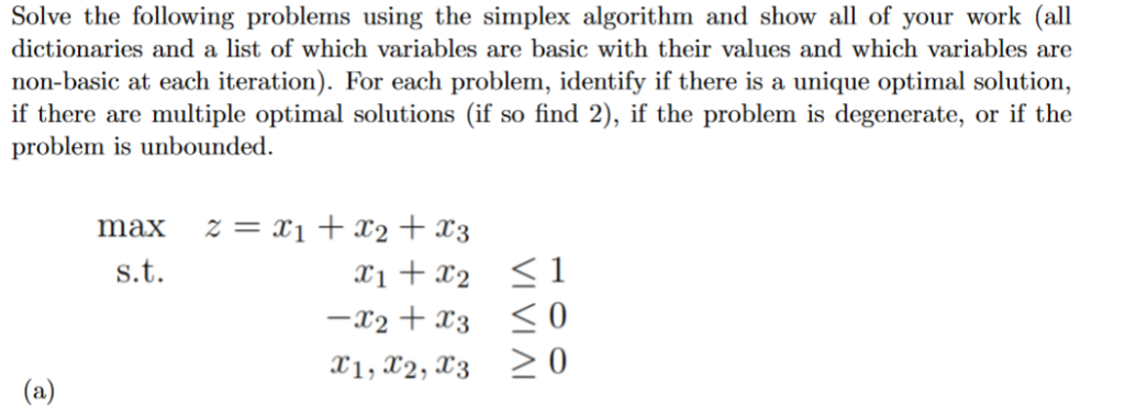 Solved Solve the following problems using the simplex | Chegg.com