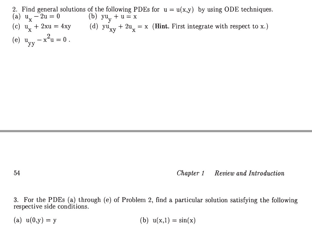 Solved 2. Find general solutions of the following PDEs for u | Chegg.com