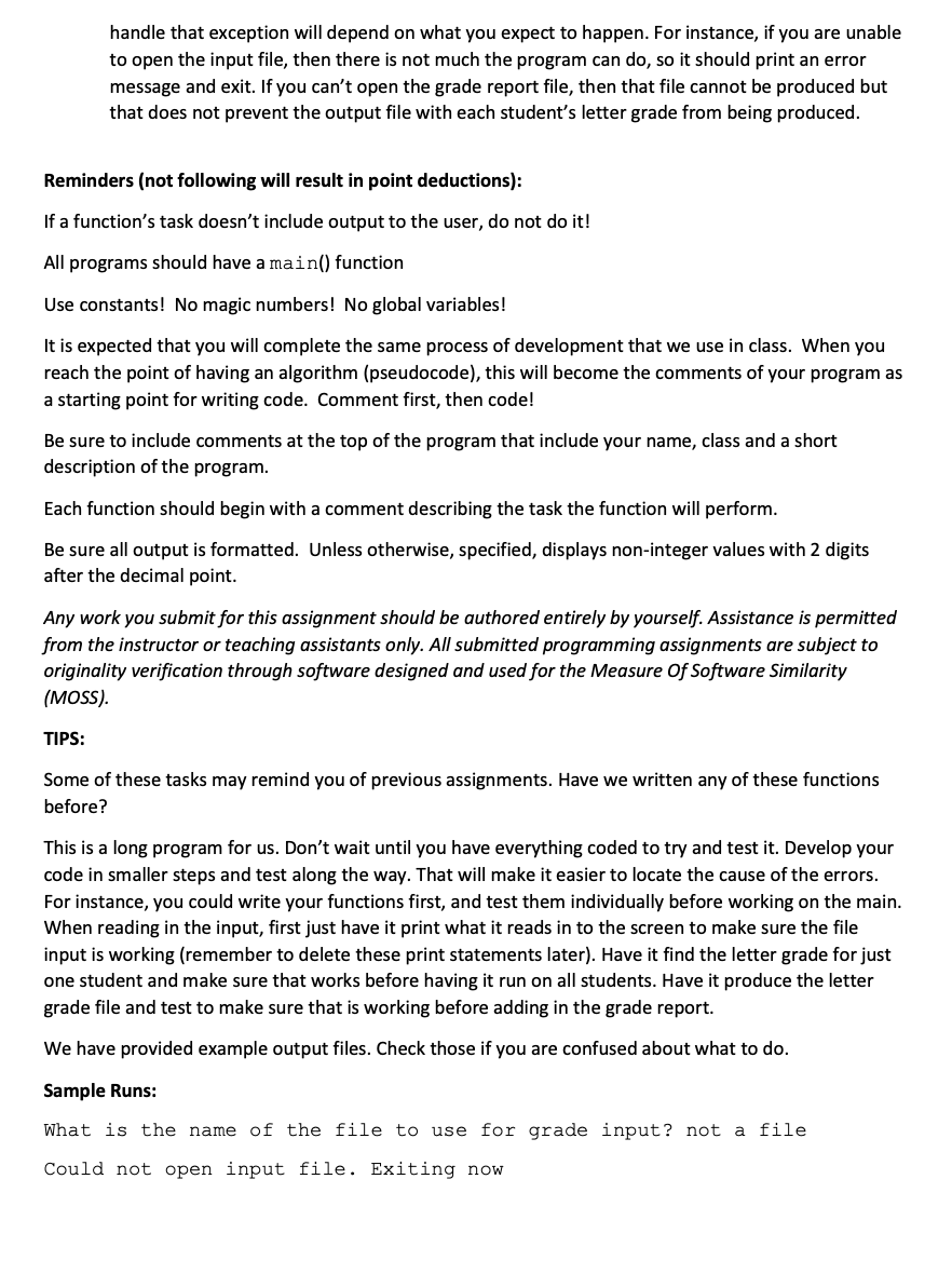 Solved 1. (grade_reports.py). Consider the grading for a | Chegg.com