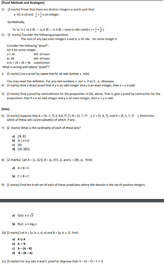 Solved [Proof Methods and Strategies] 1) [3 marks) Prove | Chegg.com