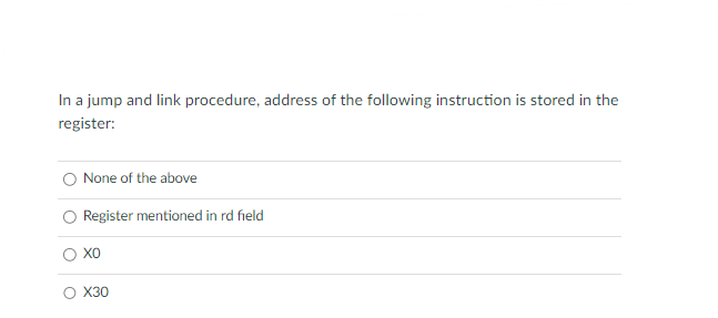 Solved In a jump and link procedure, address of the | Chegg.com