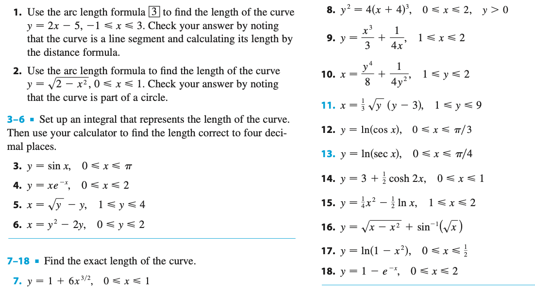 Solved 1. Use the arc length formula 3 to find the length of | Chegg.com