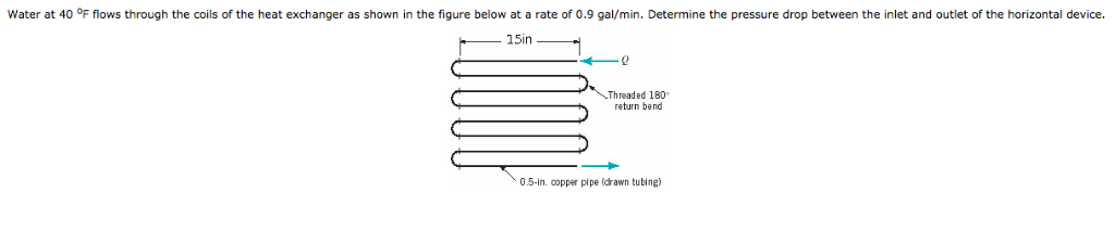 Solved Water at 40 °F flows through the coils of the heat | Chegg.com