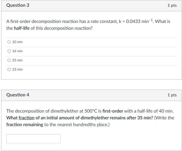 Solved A first-order decomposition reaction has a rate | Chegg.com