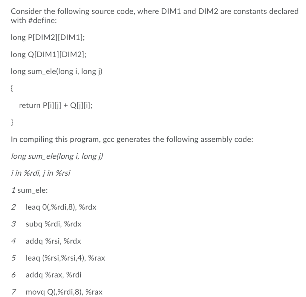 Solved Consider the following source code, where DIM1 and | Chegg.com