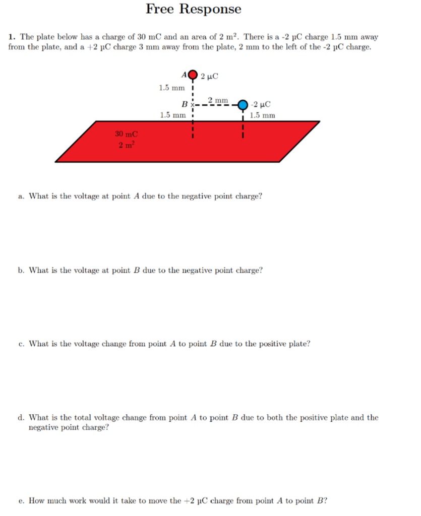 Solved Free Response 1. The plate below has a charge of 30mC | Chegg.com