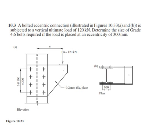 Solved 10.3 A bolted eccentric connection (illustrated in | Chegg.com